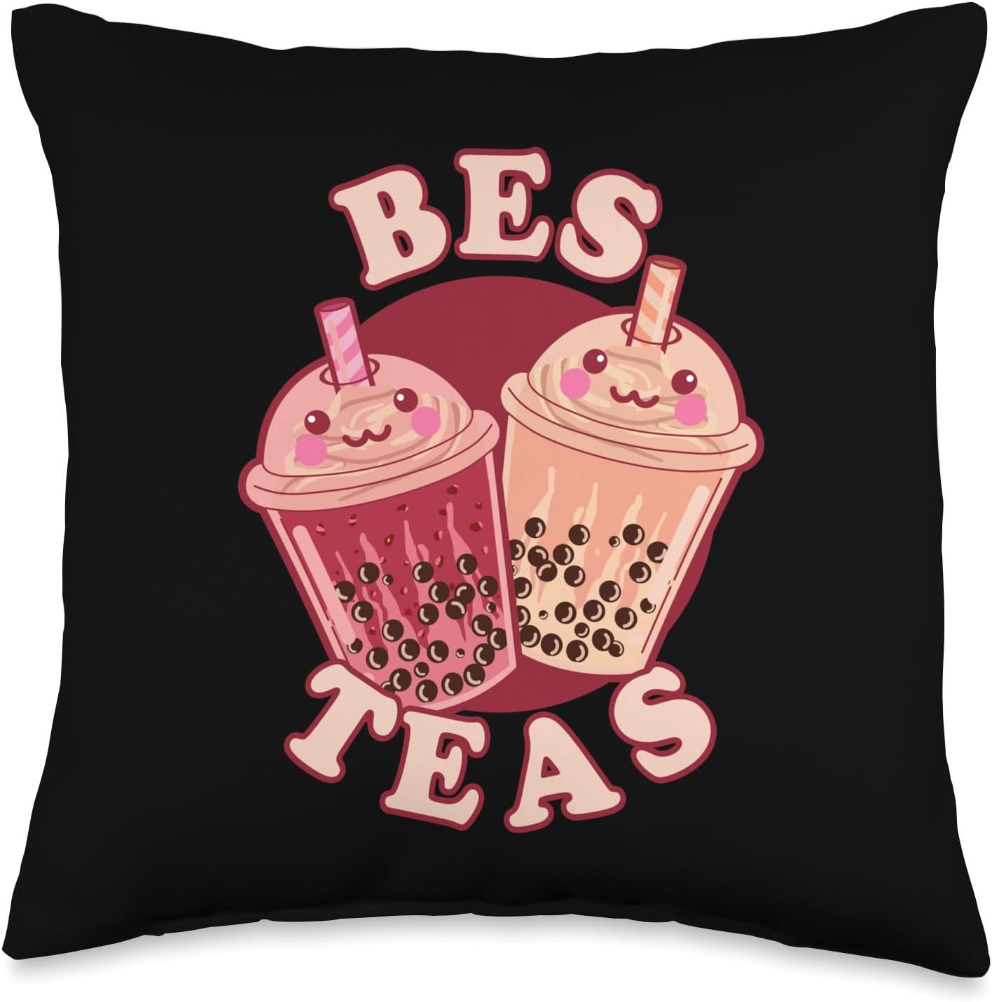 Bes Teas Boba Tea Friendship Bestie Bubble Tea Best Friend Throw Pillow ...