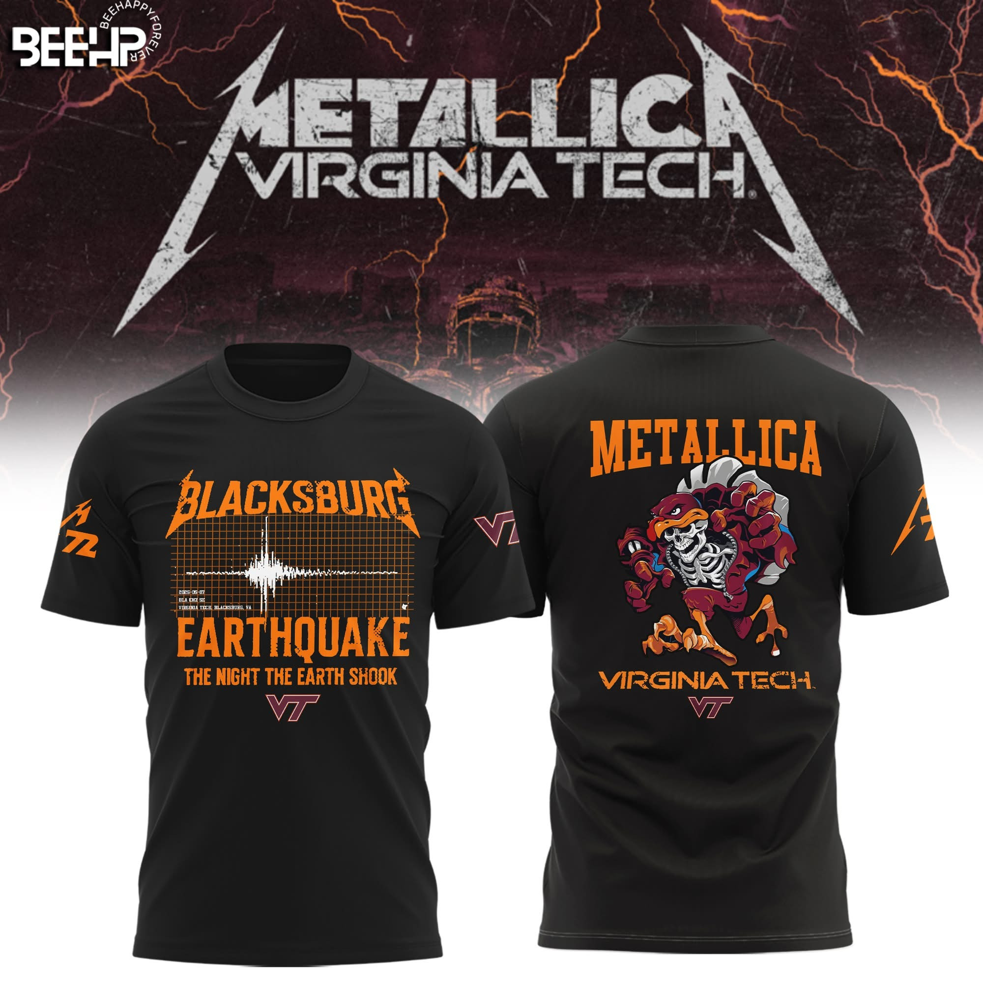 Metallica Virginia Tech Merch Virginia Tech Blacksburg Earthquake Shirt ...