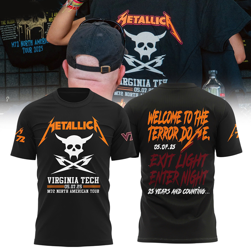 Virginia Tech Metallica Shirt M72 2025 North American Tour Merch VT ...